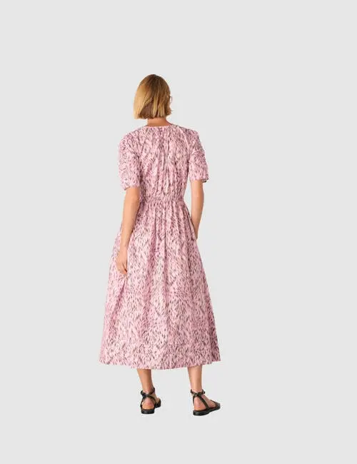 Whistles Short Sleeve V-neck Printed Midi Dress
