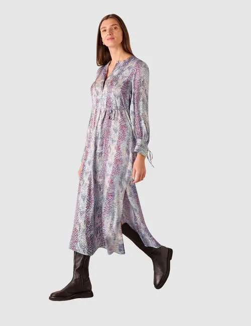 Whistles Mottled Snake Print Midi Dress - Multicolour