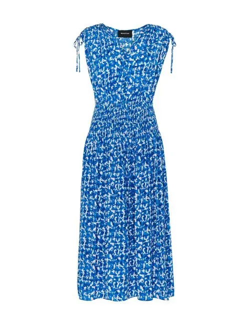 Whistles Brushed Stroke Short Sleeve Midi Dress