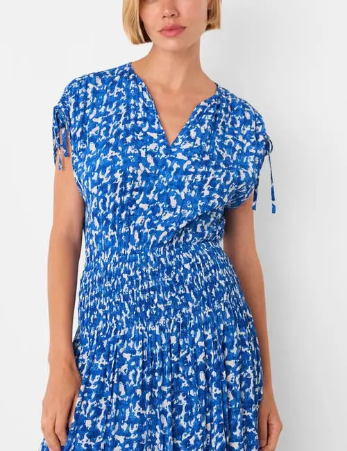 Whistles Brushed Stroke Short Sleeve Midi Dress
