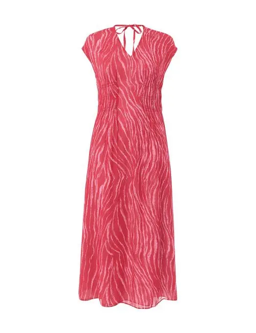 Whistles Zebra Print V-neck Midi Dress