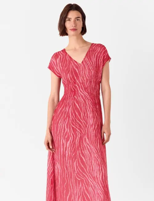 Whistles Zebra Print V-neck Midi Dress