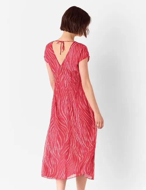 Whistles Zebra Print V-neck Midi Dress