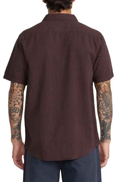 Rvca That'll Do Seersucker Short Sleeve Button-up Shirt - Mocha