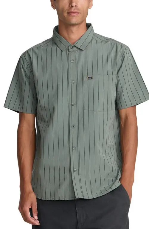 Rvca Dayshift Workwear Stripe Short Sleeve Button-up Shirt