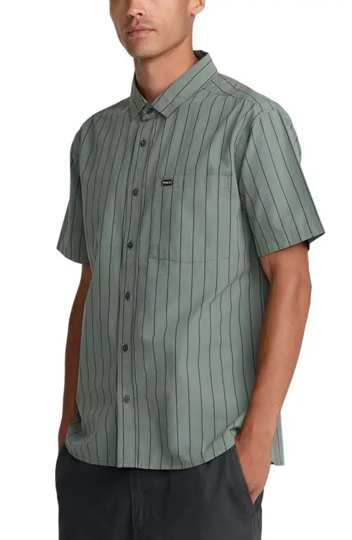 Rvca Dayshift Workwear Stripe Short Sleeve Button-up Shirt