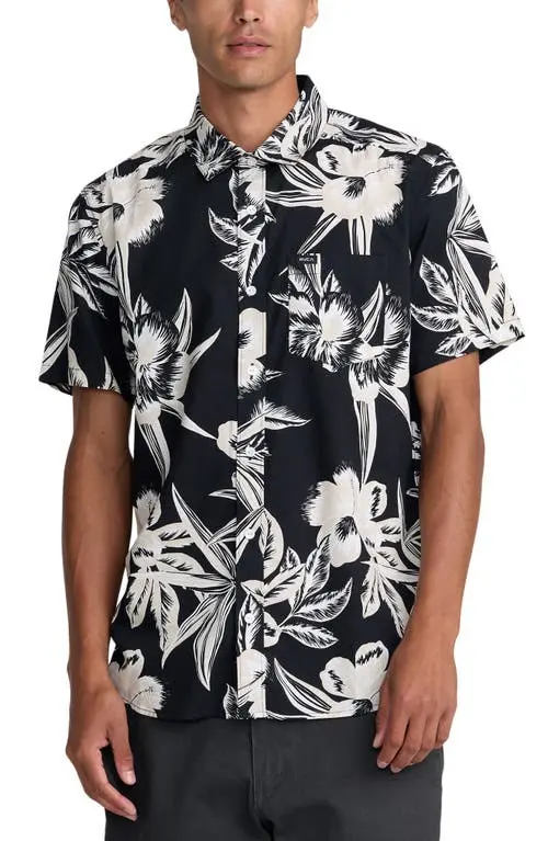 Rvca Overspray Floral Short Sleeve Button-up Shirt