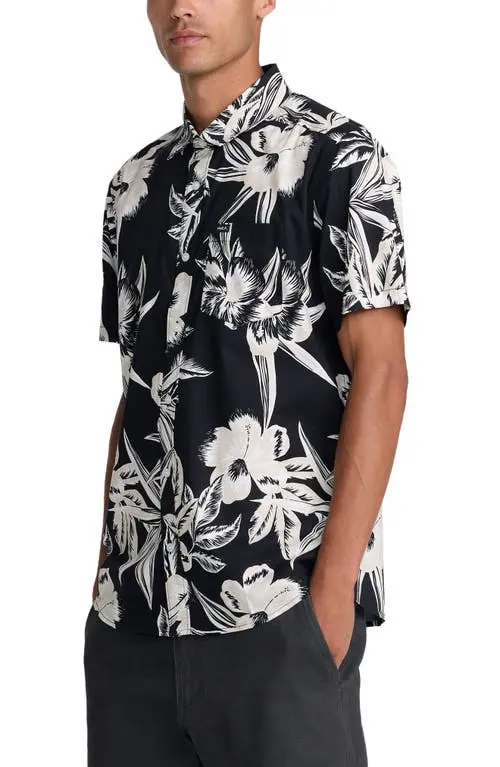 Rvca Overspray Floral Short Sleeve Button-up Shirt