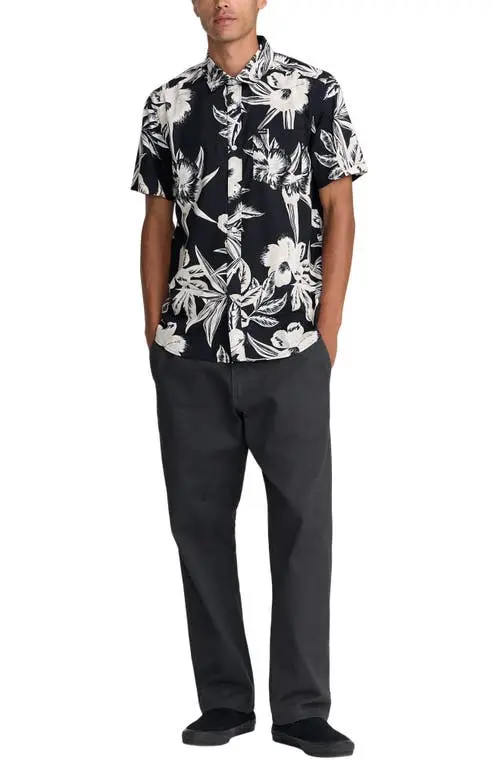Rvca Overspray Floral Short Sleeve Button-up Shirt