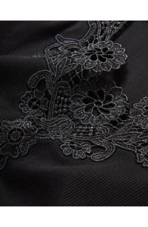 Veronica Beard Narcisa Floral Embroidered Tank - Black