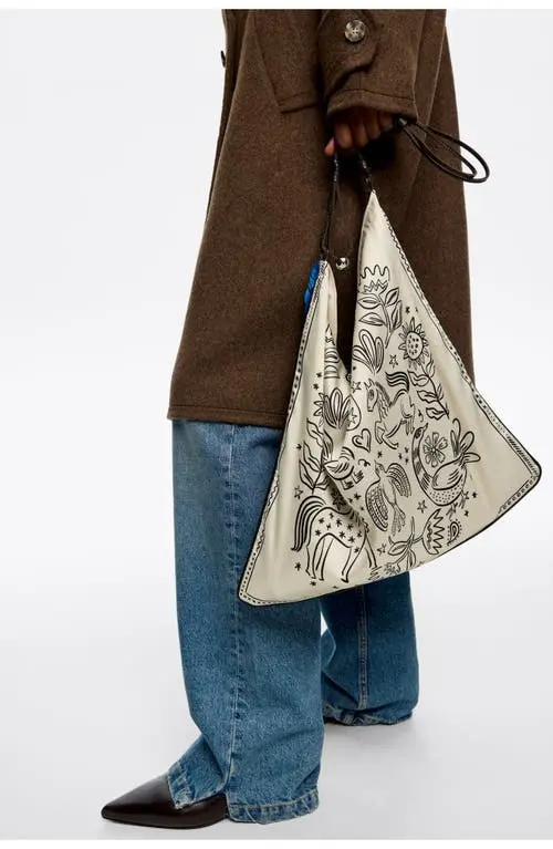 Bimba Y Lola Medium Dog Print Shoulder Bag - Blue