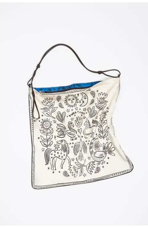 Bimba Y Lola Medium Dog Print Shoulder Bag - Blue