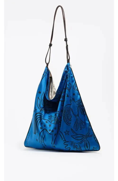 Bimba Y Lola Medium Dog Print Shoulder Bag - Blue