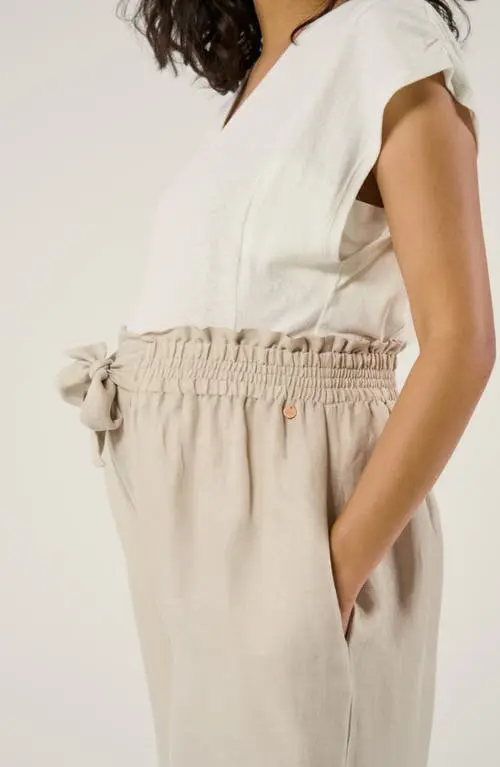 CACHE COEUR Maternity Twill Wide Leg Pants - Beige