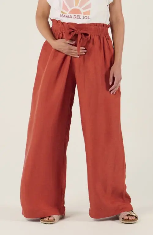 CACHE COEUR Maternity Twill Wide Leg Pants - Copper