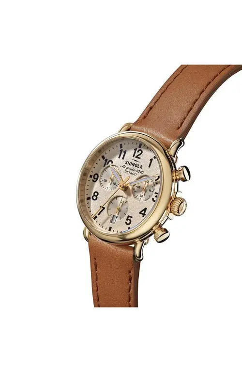 Shinola Runwell Chronograph Leather Strap Watch - Cream