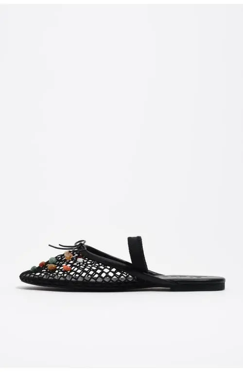Bimba Y Lola Mesh Slingback Ballerinas With Stone Embellishments - Black
