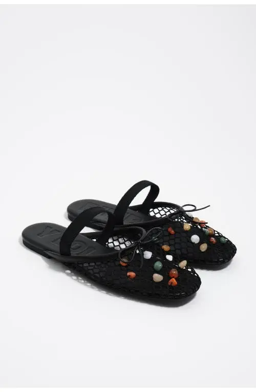 Bimba Y Lola Embellished Mesh Slingback Ballerinas