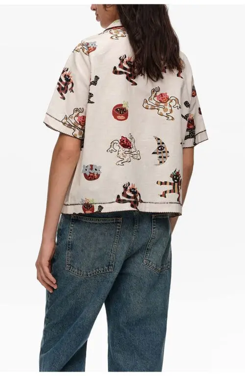 Bimba Y Lola Straight Shirt With Decorative Stitching And Beads