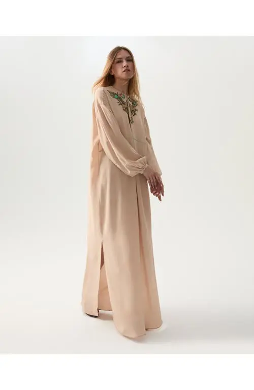 FORTELA Allegra Embroidered Silk Caftan Dress