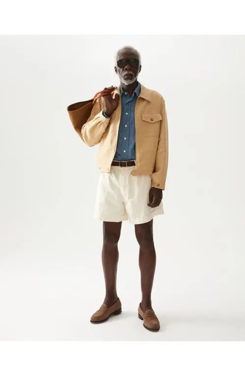 FORTELA Albert Linen Jacket With Zip Up And Patch Pockets - Camel
