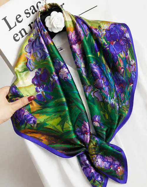 SILKSILKY Pure Silk Colored Square Scarf - Bright Purple