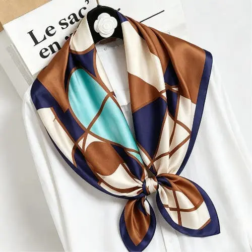 SILKSILKY Pure Silk Colored Square Scarf - Brown