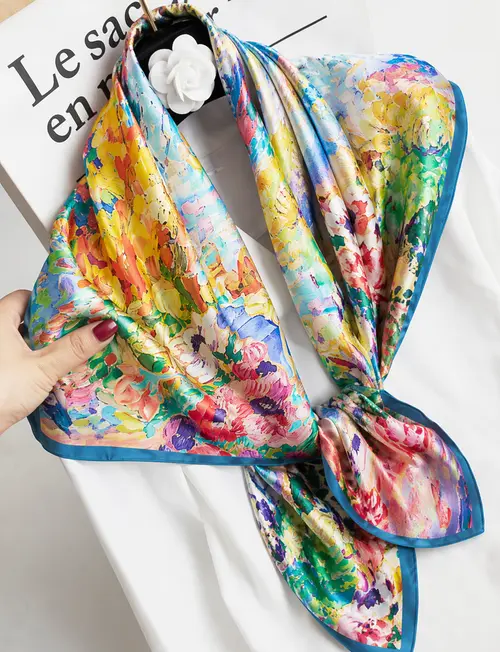 SILKSILKY Pure Silk Colored Square Scarf - Multi