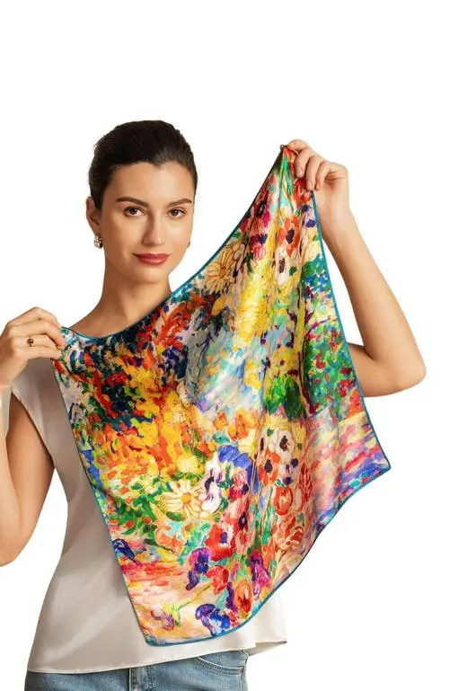 SILKSILKY Pure Silk Colored Square Scarf - Multi