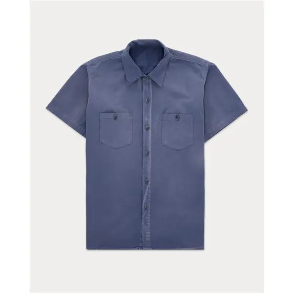FORTELA Jackson Short-sleeve Cotton Shirt - Blue