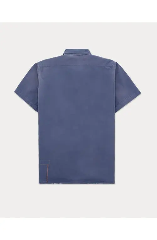 FORTELA Jackson Short-sleeve Cotton Shirt - Blue