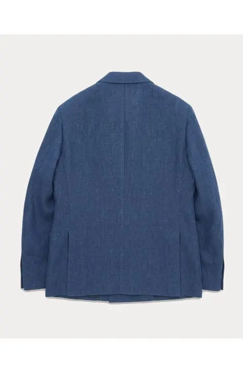 FORTELA Double-breasted Linen Blazer - Blue