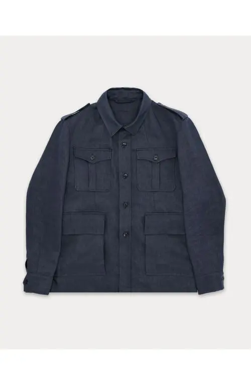 FORTELA Owen Linen Safari Jacket - Blue