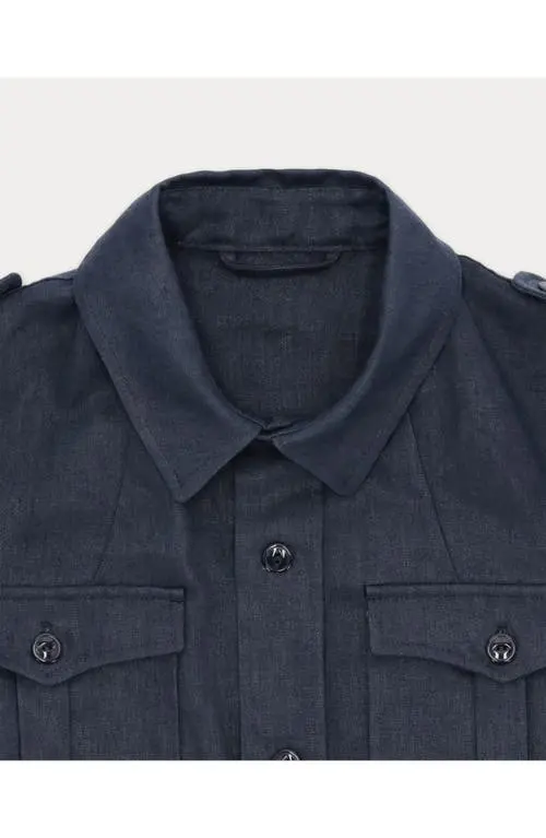 FORTELA Owen Linen Safari Jacket - Blue