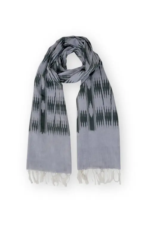 PASSION LILIE Light & Olive Banded Stripes Scarf - Blue