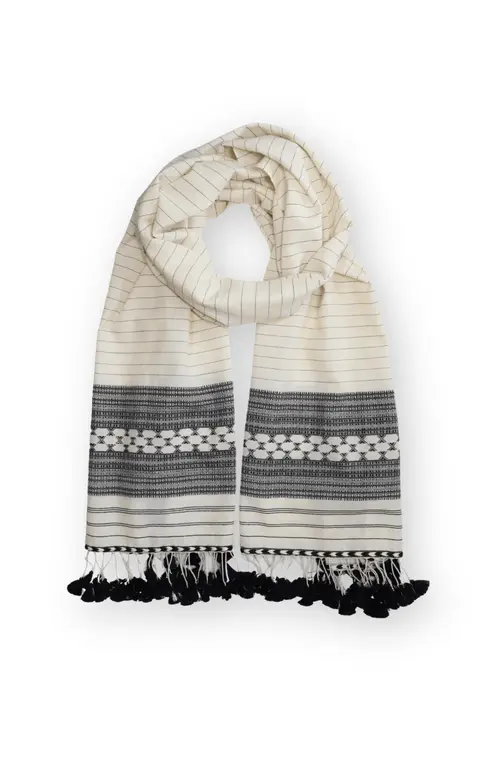 PASSION LILIE And White Kutch Scarf - Black