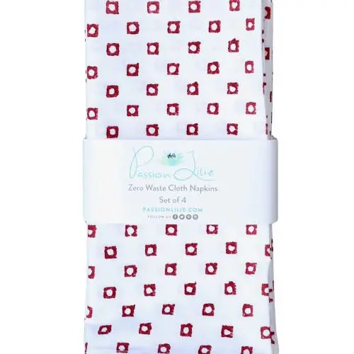 PASSION LILIE Squares Cloth Napkinsset Of 4 - Red