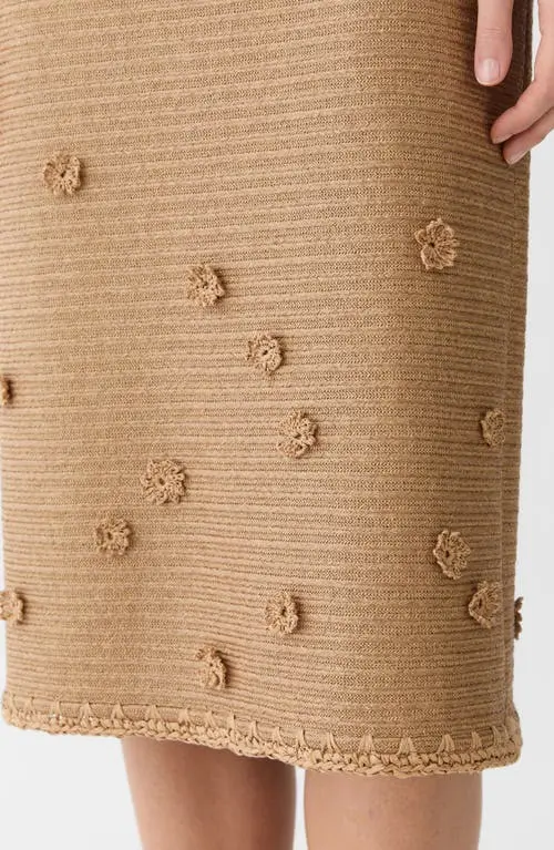 Lafayette 148 New York Floral Appliqué Raffia Effect Midi Skirt