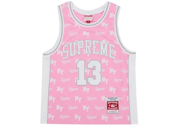 Supreme Mitchell & Ness Monogram Basketball Jersey - Pink