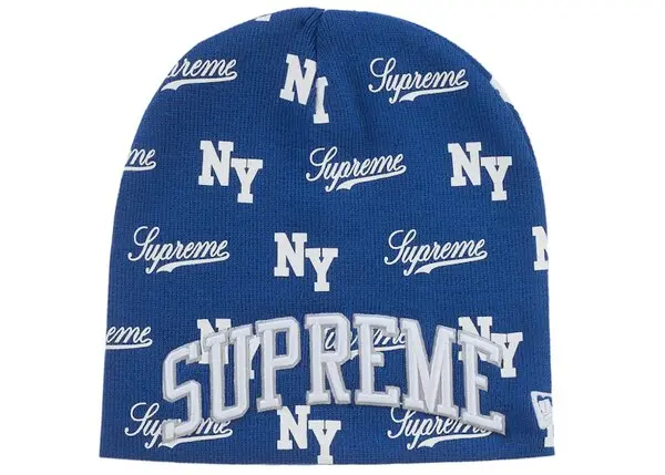 Supreme New Era Monogram Beanie - Blue