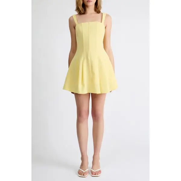 EXTRO & VERT Zoe Textured Seam Mini Dress - Yellow