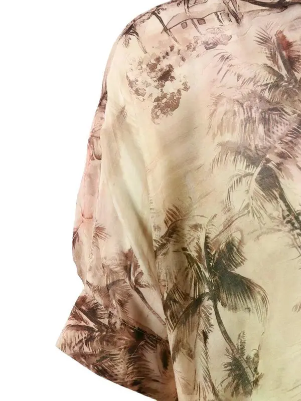 SHIRTAPORTER Beige Tropical Print Voile Jacket