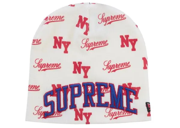 Supreme New Era Monogram Beanie - White