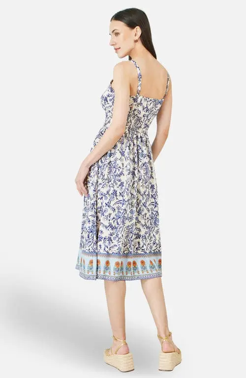 YUMI Floral Print Midi Sun Dress