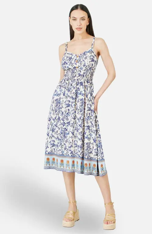 YUMI Floral Print Midi Sun Dress