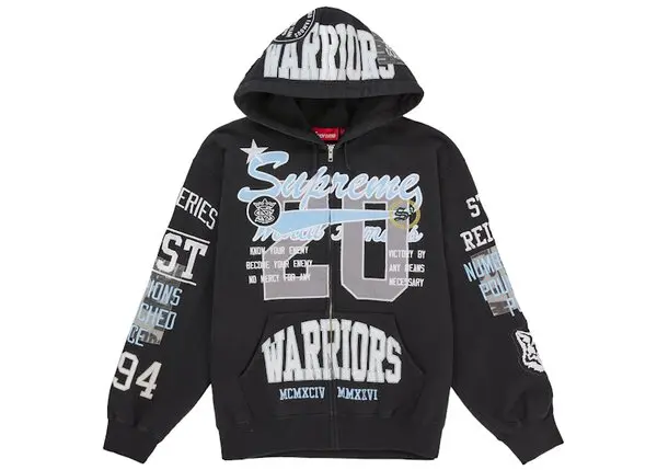 Supreme Warriors Applique Zip Up Hooded Sweatshirt