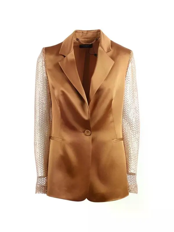 CLIPS Sequin-embellished Mesh-sleeve Jacket