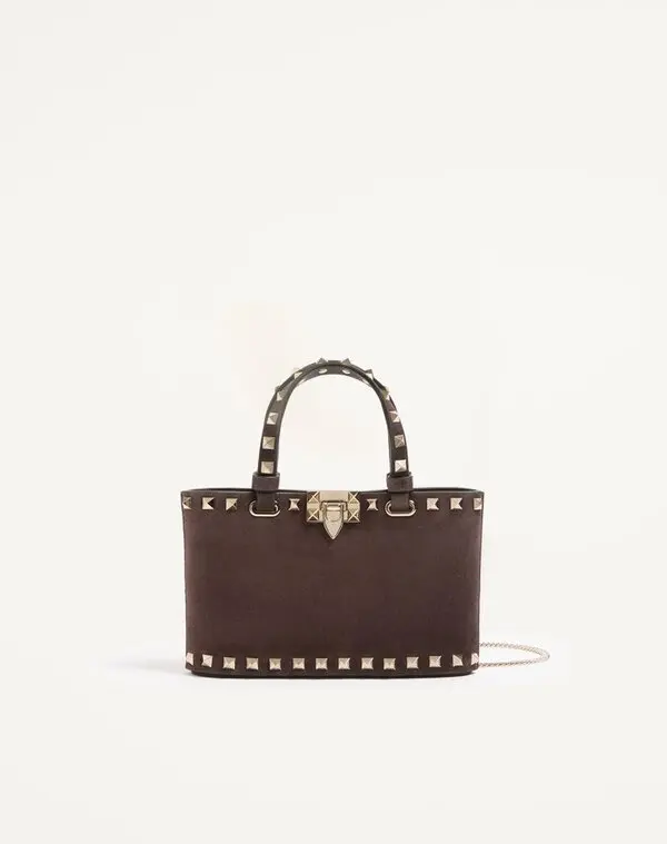 Valentino Garavani Rockstud Suede Mini Shopping Bag - Ebony