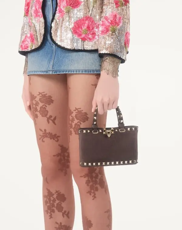 Valentino Garavani Rockstud Suede Mini Shopping Bag - Ebony