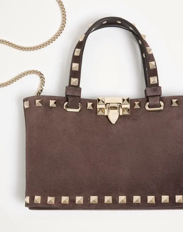 Valentino Garavani Rockstud Suede Mini Shopping Bag - Ebony